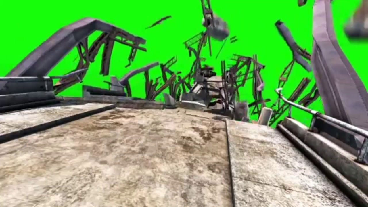 3d bridge collapsing green screen effect for chromakey - YouTube