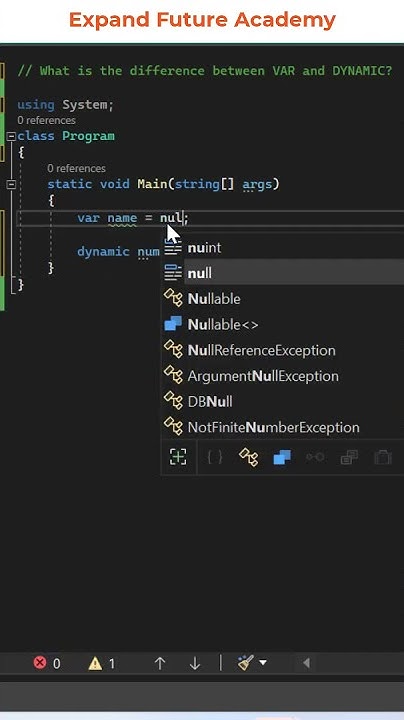 C# Programmers FAQ - 45 - Difference between var and dynamic in c# #ExpandFutureAcademy #shorts ...