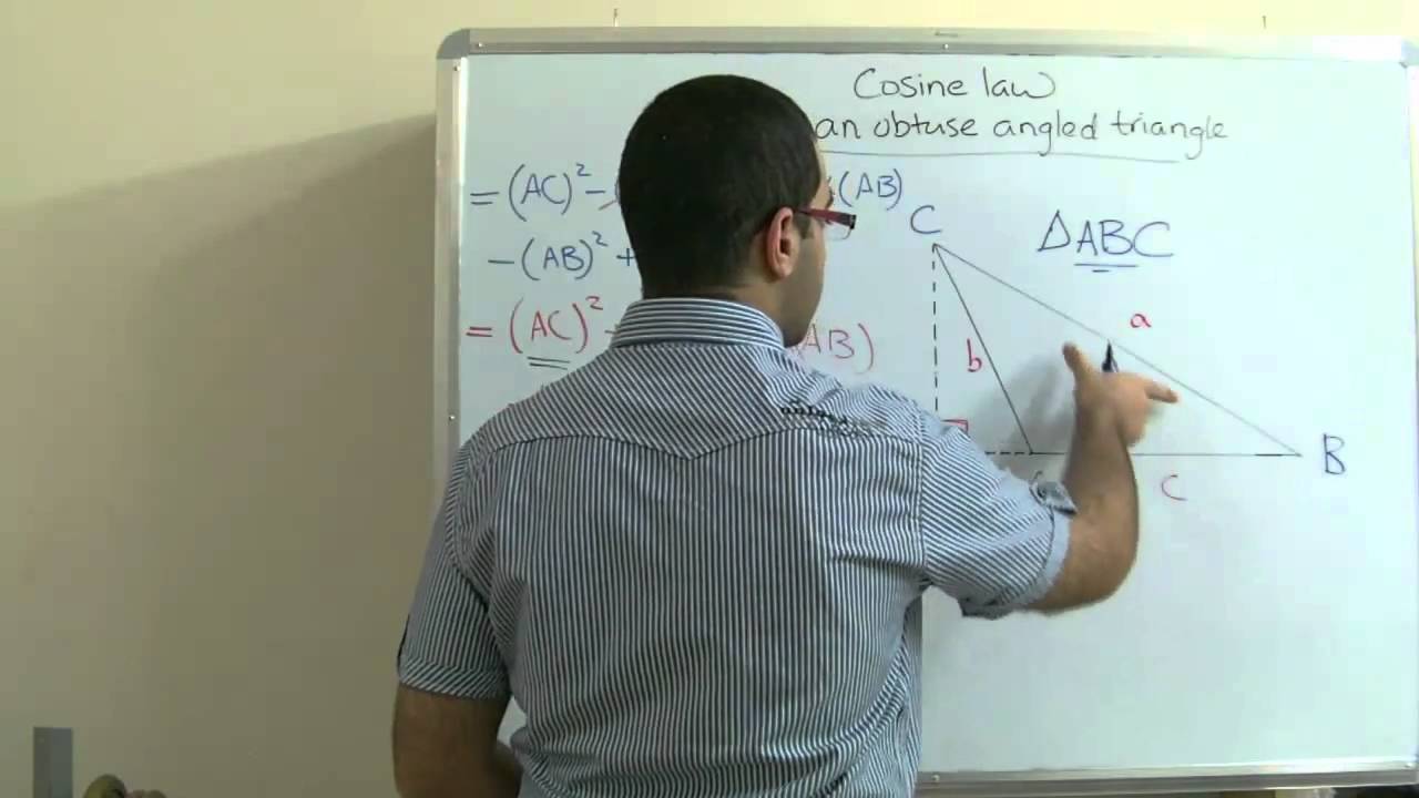 Trig. - Proving the cosine law in an obtuse angled triangle - Abdallah Reda El Sayed - YouTube