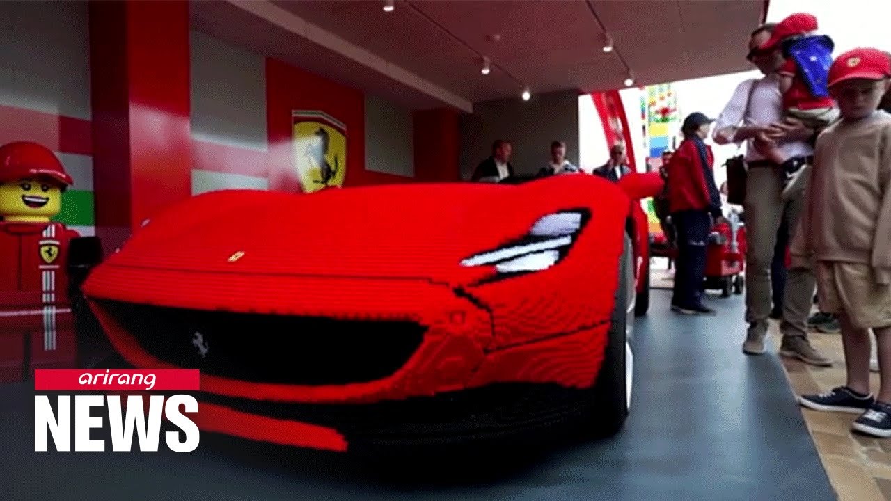 Life-sized Lego Ferrari replica goes on display at Legoland - YouTube