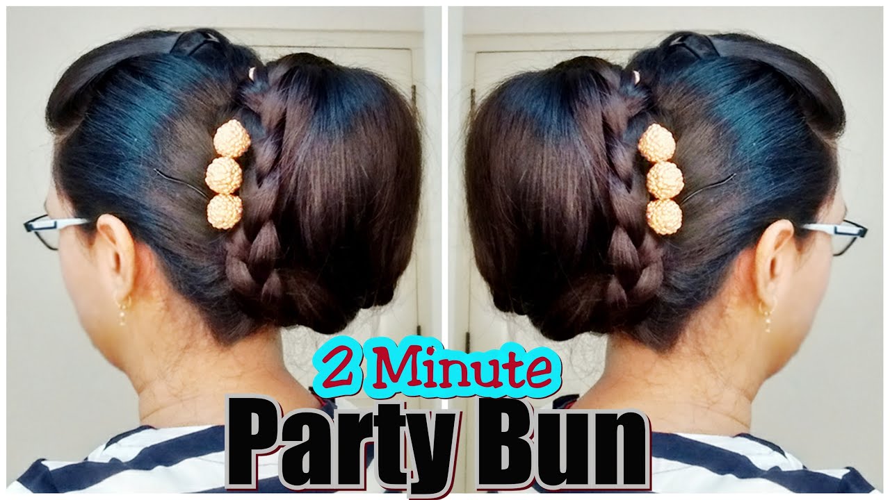 Quick And Easy Party Bun || For Beginners || For Medium To Long Hair ...
