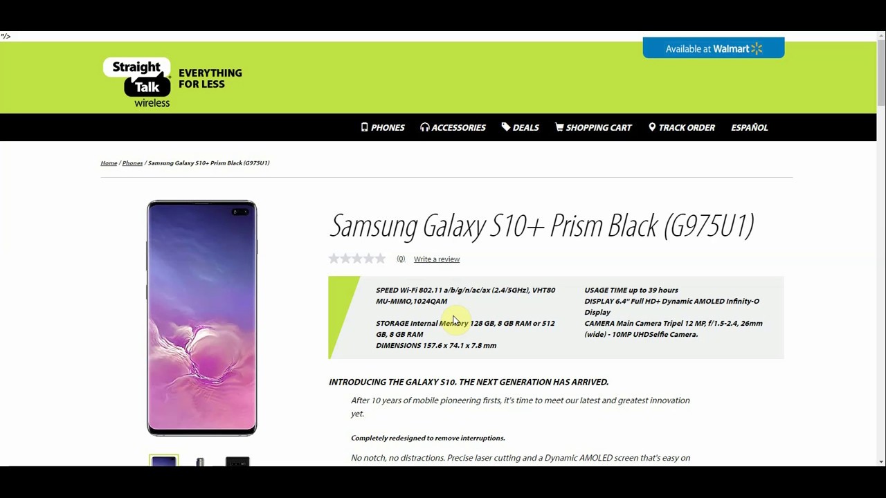 Straight Talk Galaxy S10
