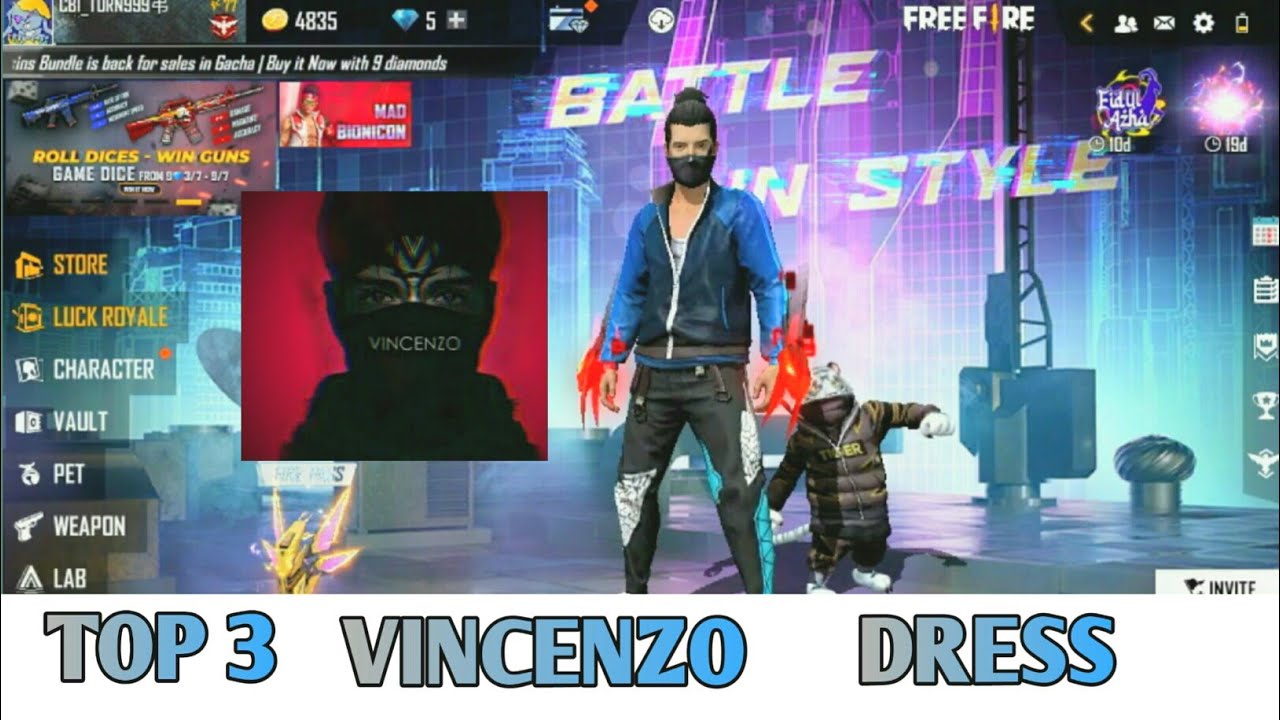 Top 3 Dress Vincenzo Use Bundle😍Free Fire ||Turn Gaming - YouTube