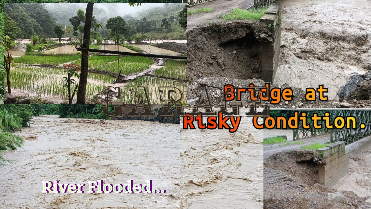 Heavy Rainfall/Big river flooded and destroyed paddy field//Bridge at ...