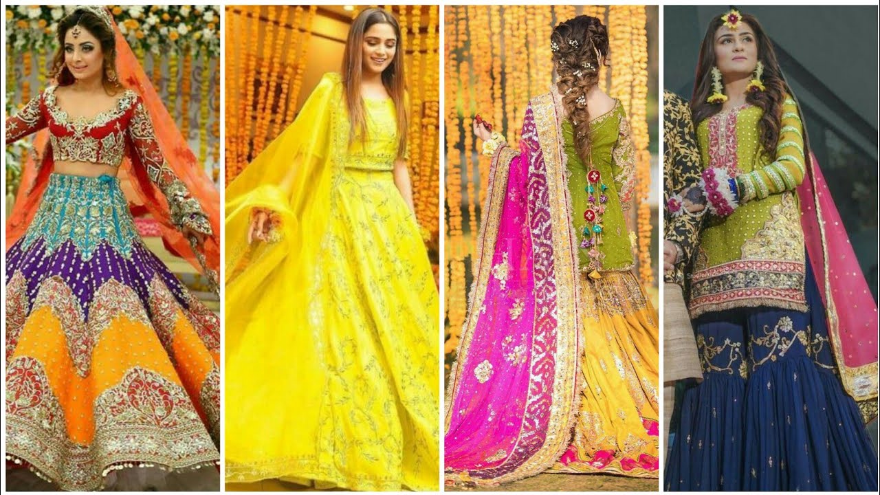 Bridal mehndi function design dresses ideas - YouTube