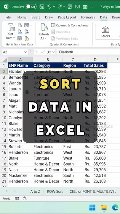 How to SORT data in Excel - YouTube