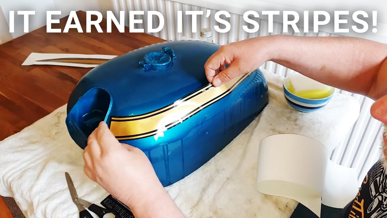 How To Vinyl Stripe Installation on a Motorcycle Tank - Honda CB750 K0 ...