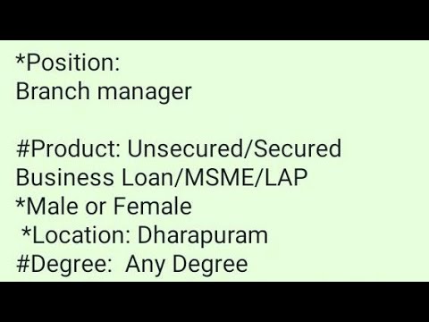 Company Name: * CredRight Finance PVT LTD* *Position:Branch manager # ...