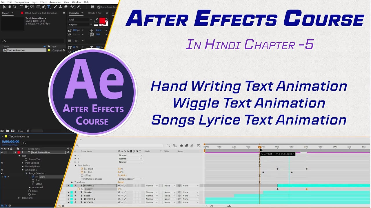 Hand writing and Song Lyrics Text Animation in after effects | After ...