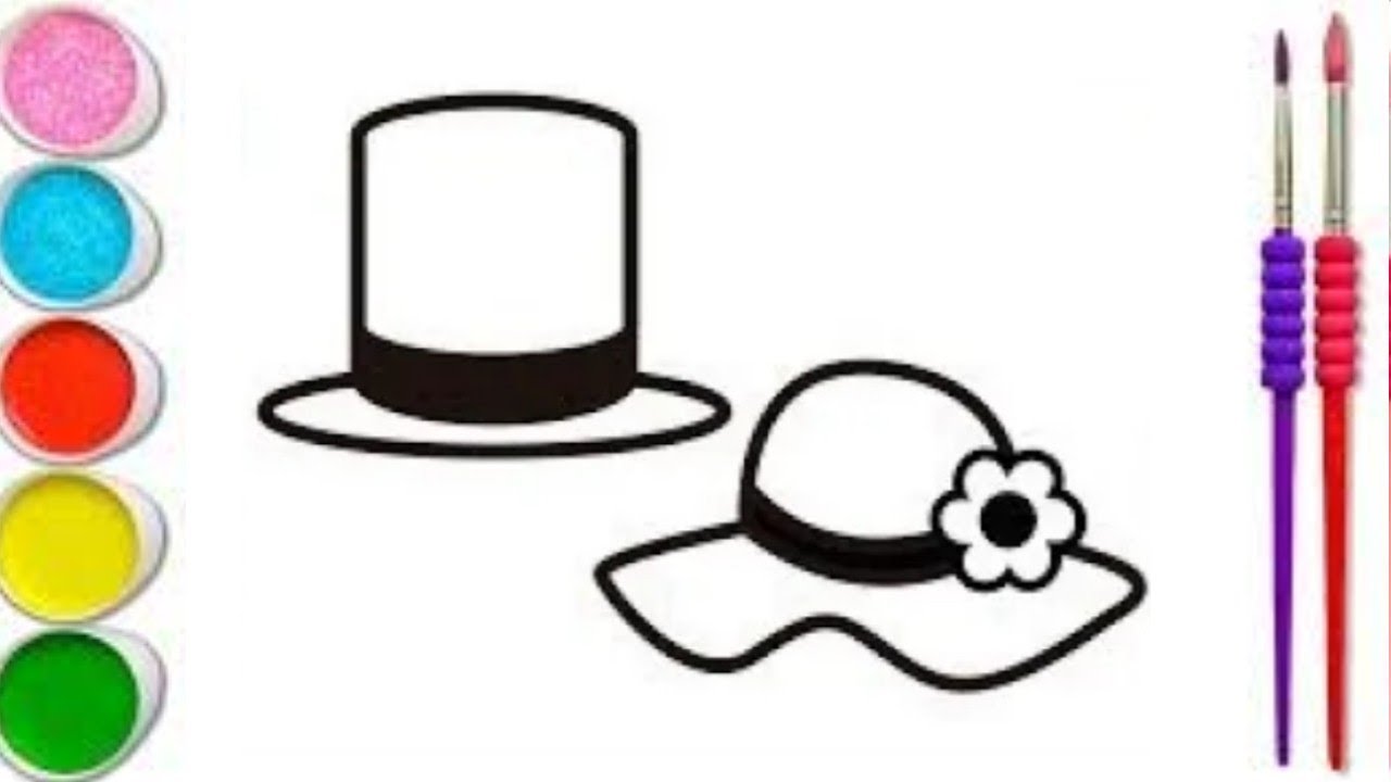 How to draw hat and cap step by step easy | Hat drawing for kids | Hat ...