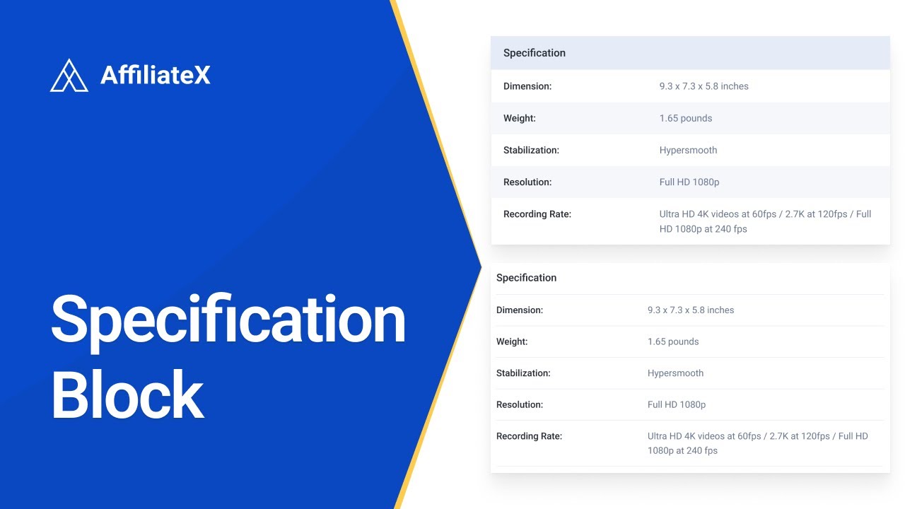 Specification Block | AffiliateX Tutorial - YouTube