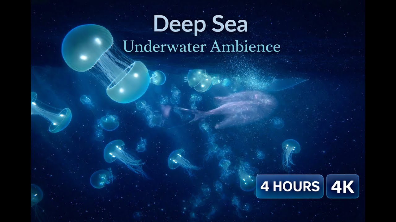 Deep Sea Underwater Ambience 🌊🐋 | Jellyfish & Ocean Sounds for Sleep (4 ...