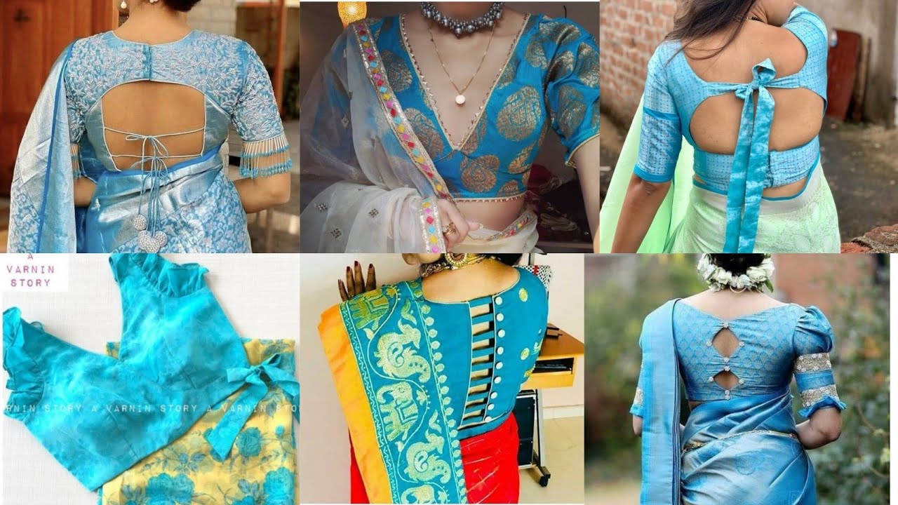 #designer Sky Blue Colour Blouse Neck Disigns New Model||Letest Blouse ...