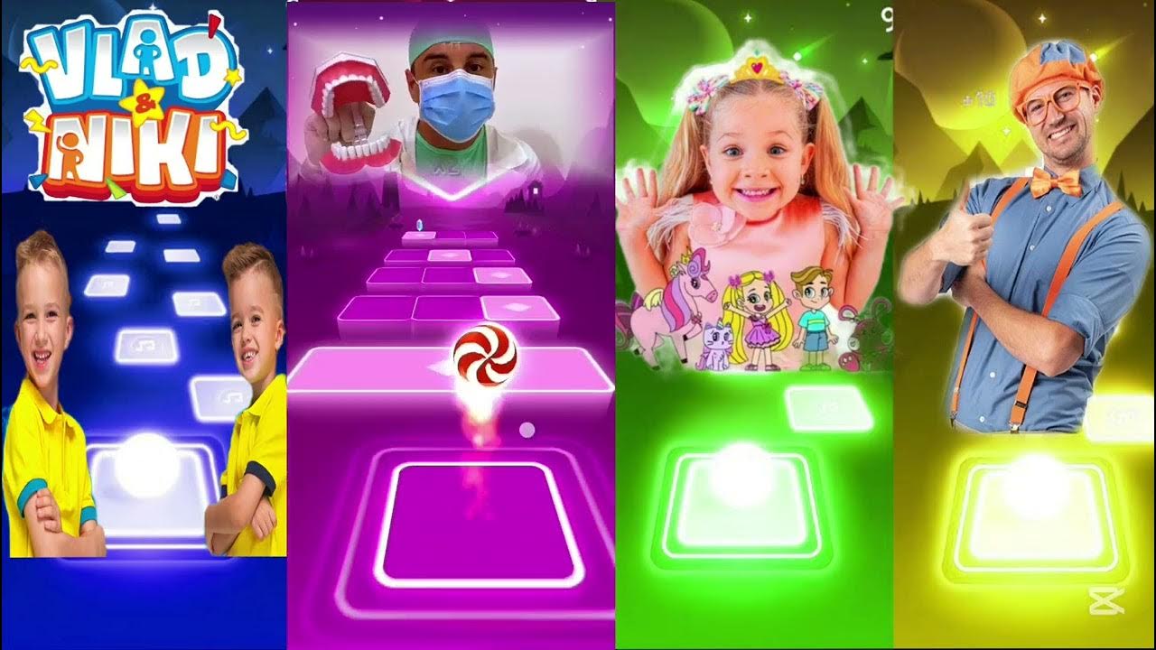 VLAD AND NIKI VS LIKE NASTYA VS DIANA VS BLIPPI🎶TILES HOP EDM RUSH COFFIN DANCE SONG BOOM ...