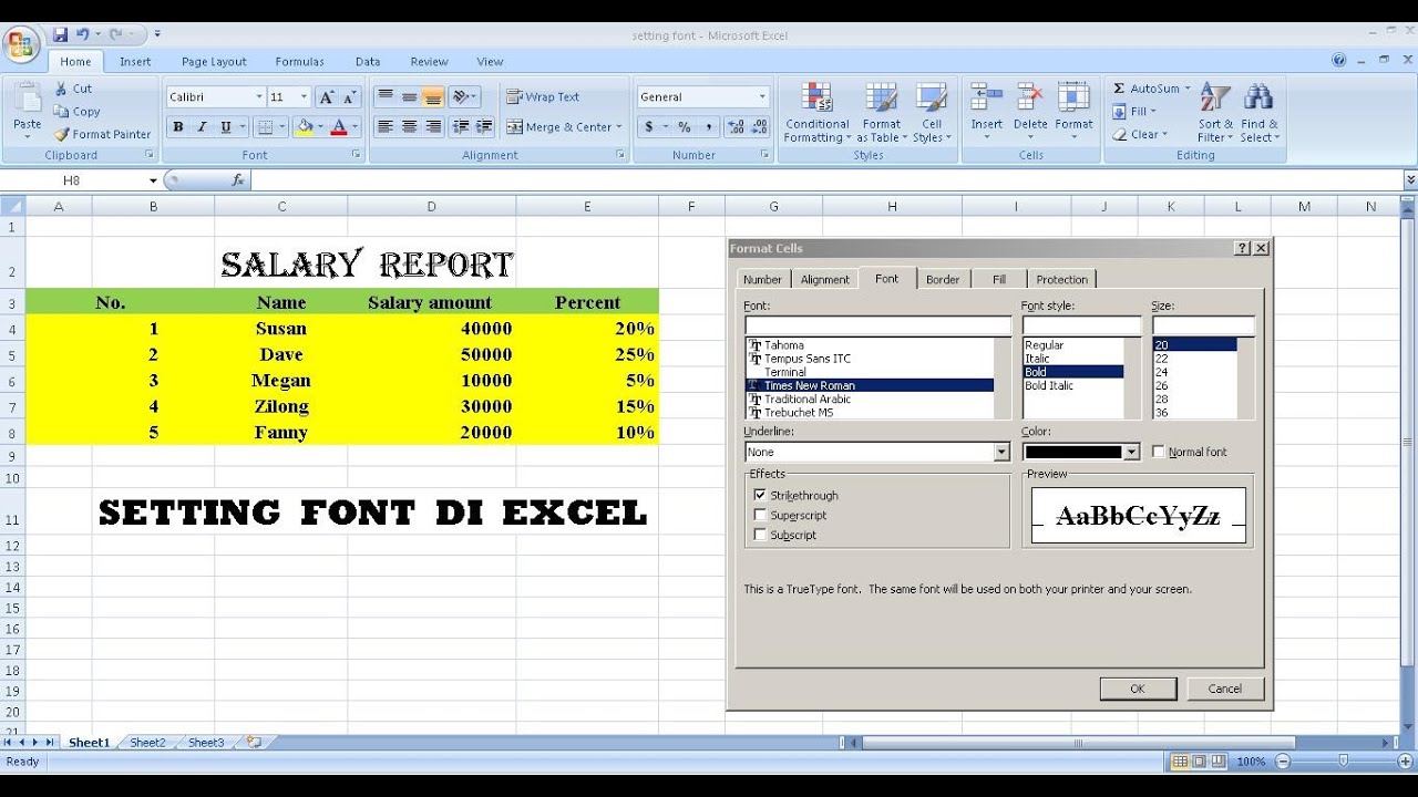 Excel font setting - cara mengatur font di Excel lengkap | Tutorial ...