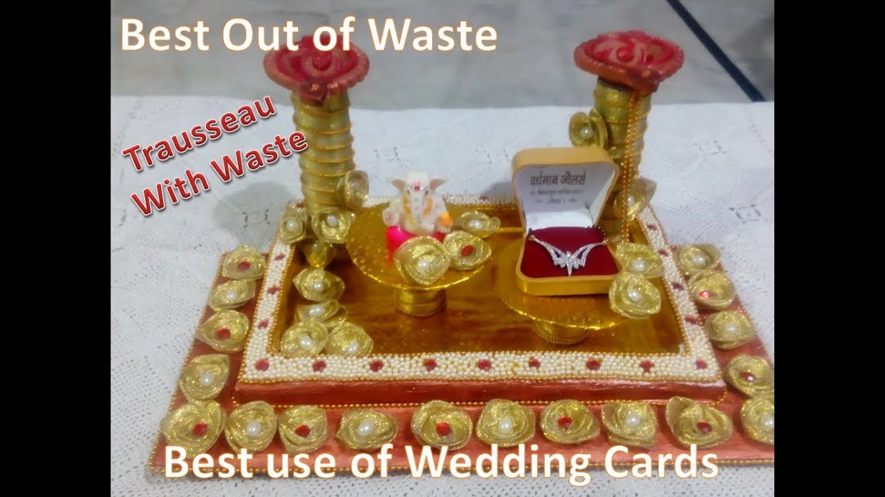 Best Out of Waste/Invitation Card Uses/Make MULTIPURPOSE WEDDING TRAY ...