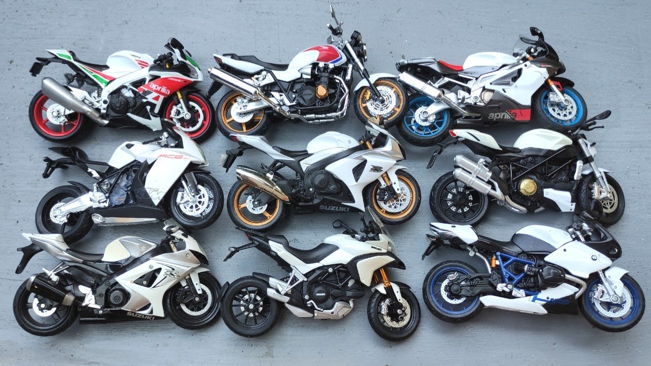 Sports Bikes of Various Brands White Color Collection on the Floor ...