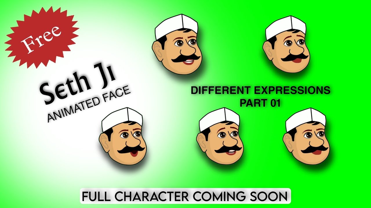 Seth ji cartoon character | different expressions face | part 1 | green ...
