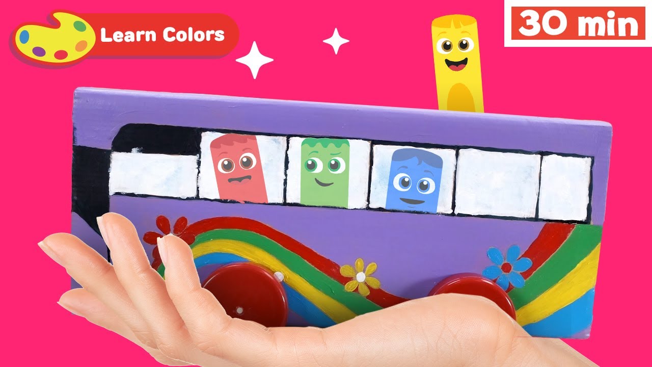 Color Crew Magic | Educational Video | Cardboard Bus & Wild Animals ...