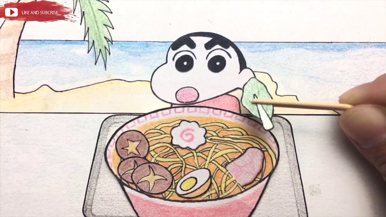 CÙNG SHINNOSUKE (CẬU BÉ BÚT CHÌ ) ĂN MÌ TRÊN BIỂN || SHINNOSUKE EATING ...