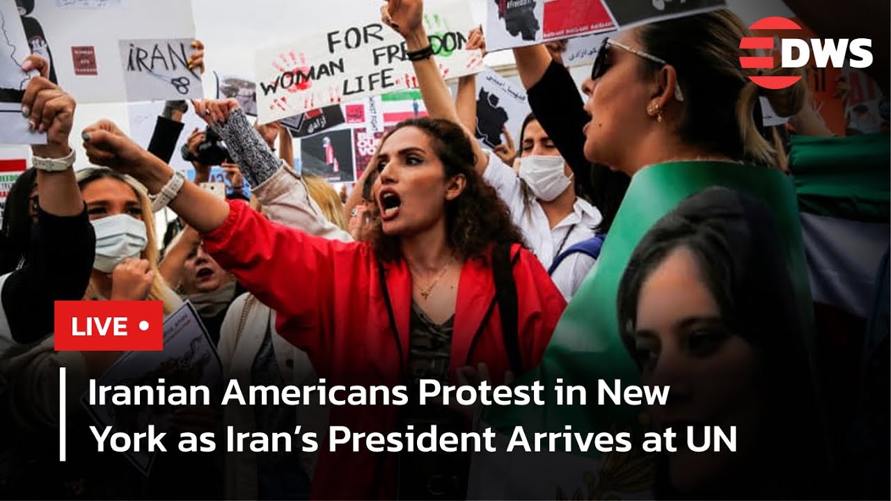 LIVE: Iranian Americans Protest in New York as Iran’s President Arrives ...