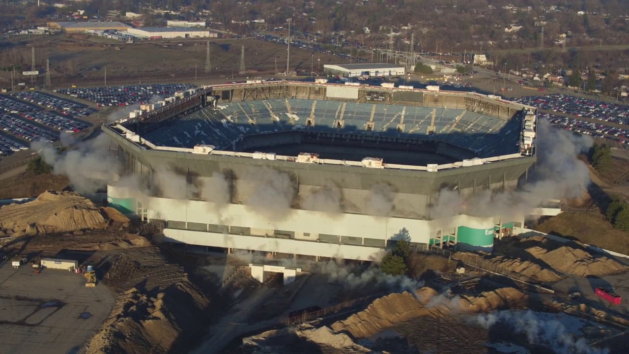 Pontiac Silverdome Demolition Fail 4K - YouTube