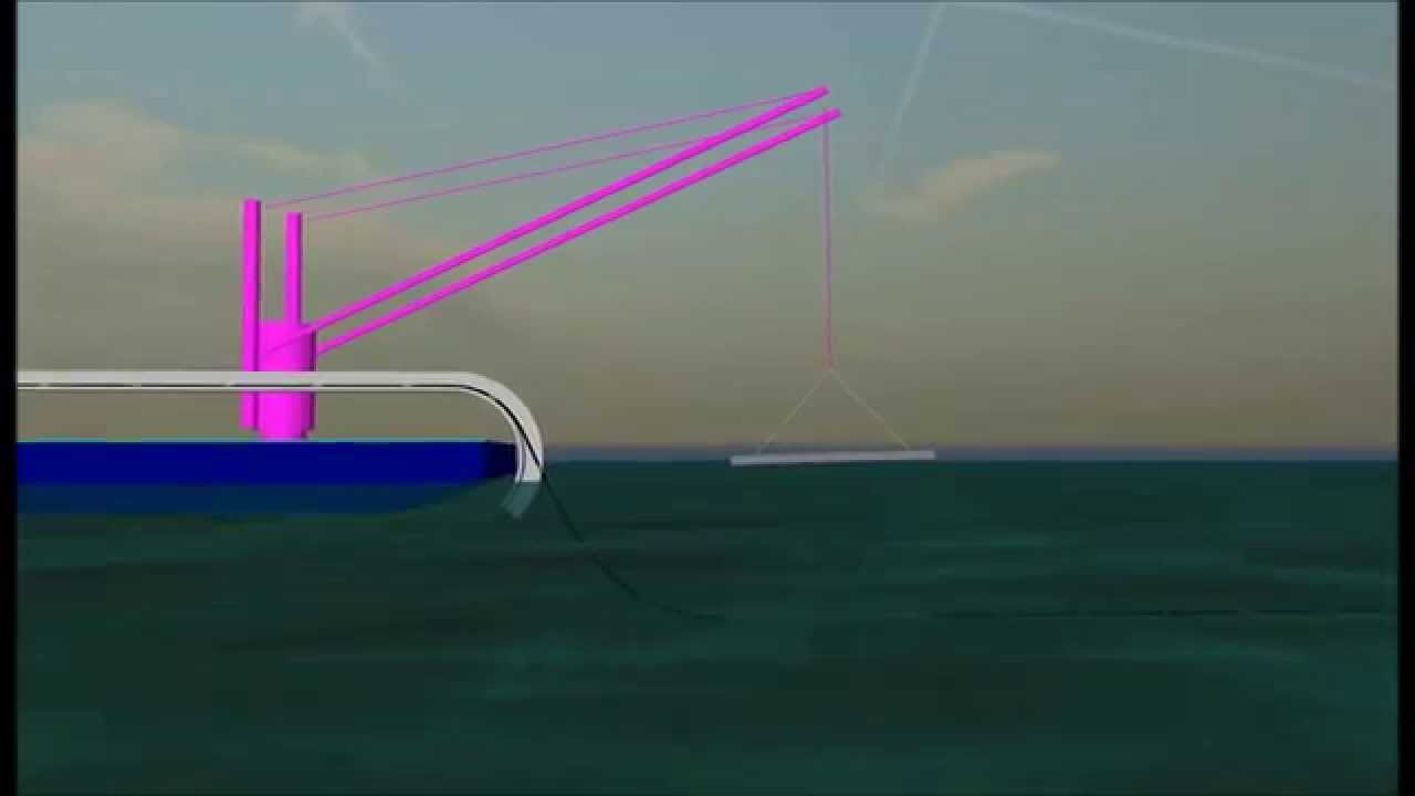 Subsea power cable first end joint overboarding - YouTube