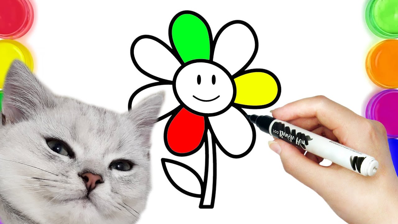 How to Draw Flower Cat🌸 | Cats Drawing for Kids | Kitten Art for Kids ...