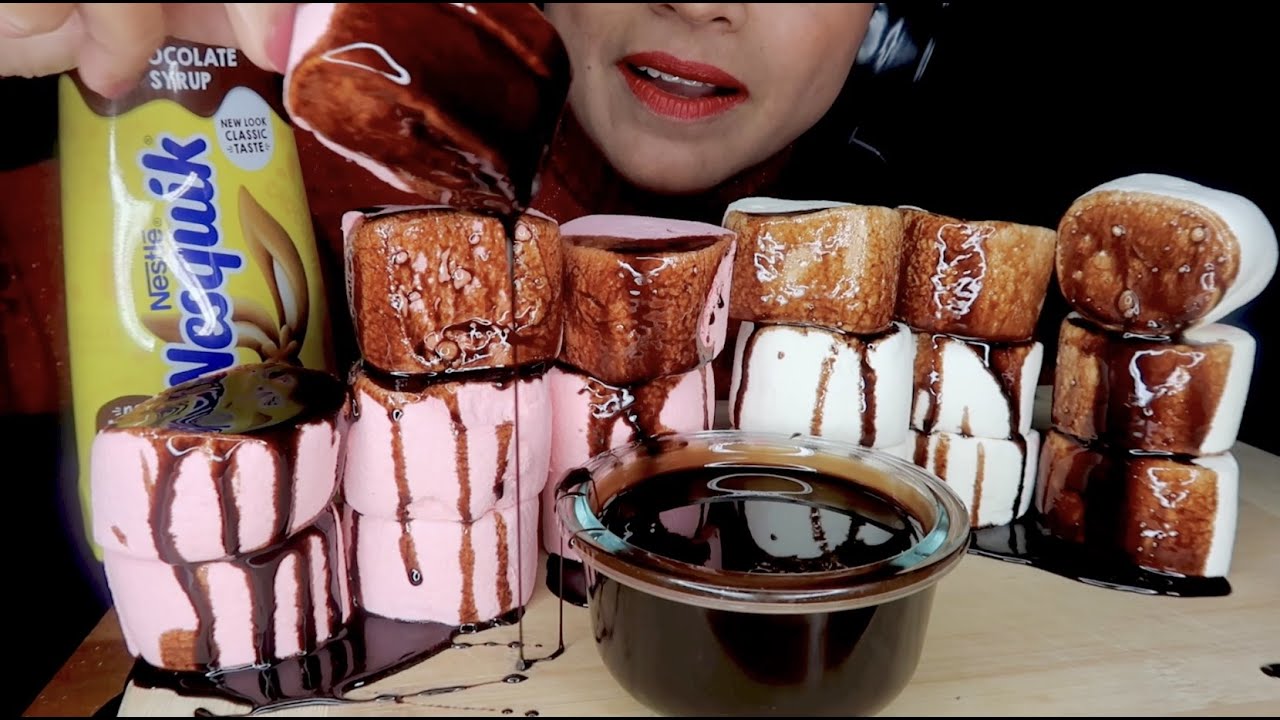 ASMR CHOCOLATE SYRUP WITH MARSHMALLOWS | MUKBANG ( Eating Sounds) - YouTube