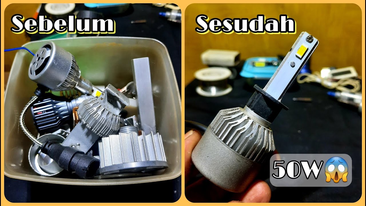 Manfaatkan casing aluminium tak terpakai menjadi led H1 super terang 😱😎 ...