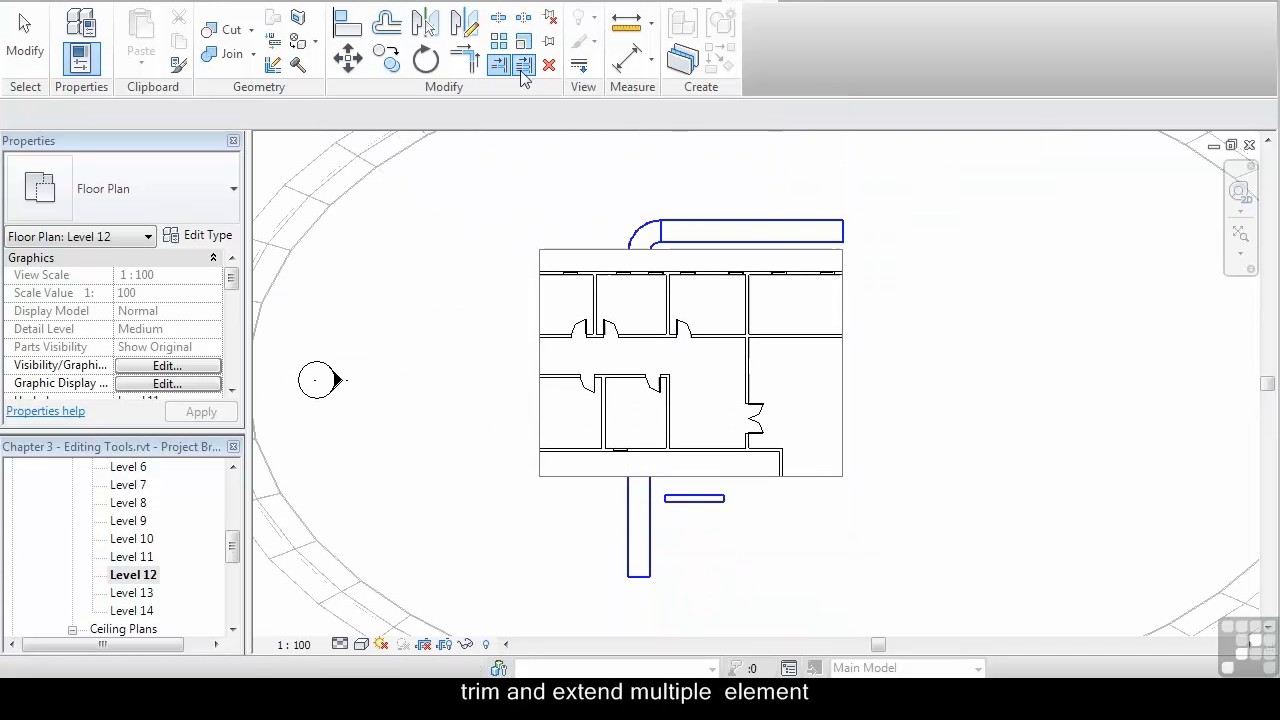 (REVIT) Extend And Trim (10/16) - YouTube