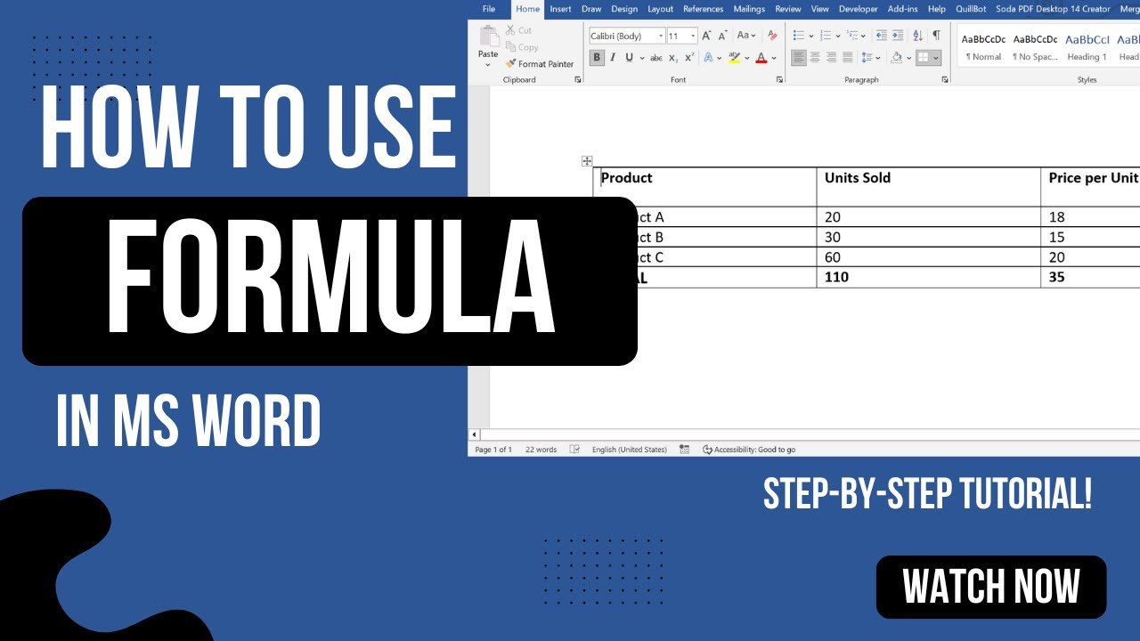 How to Use Formulas in Microsoft Word Tables | Easy Step-by-Step Guide ...