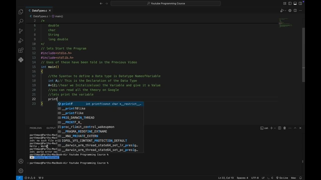 Datatypes and Variables in C - YouTube
