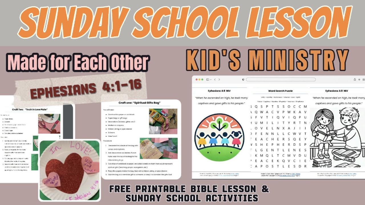 Made for Each Other (Ephesians 4:1- 16) for Sunday School Kid's ...