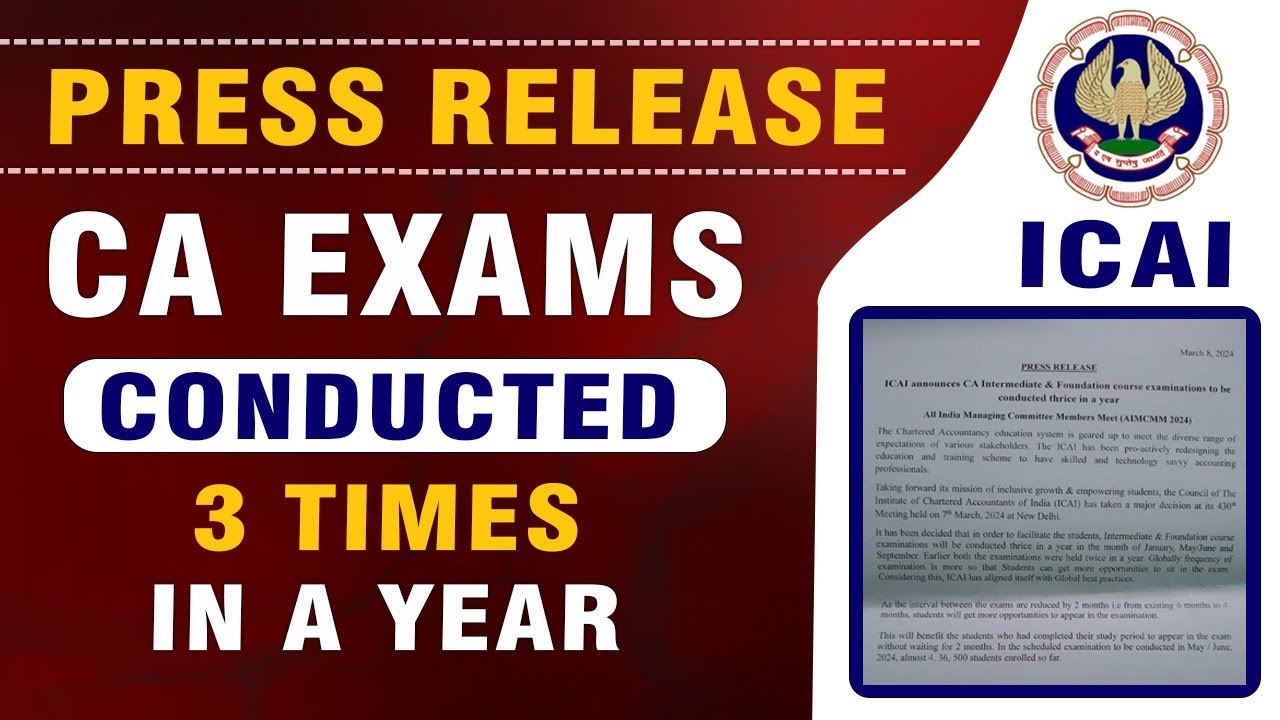 Breaking NEWS | ICAI Official Press Released | New CA Exam Process ...