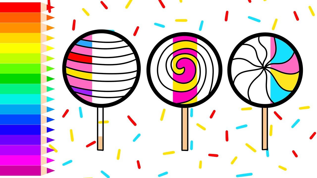 Lollipop Candy Crush Colorful Kids Drawing - YouTube