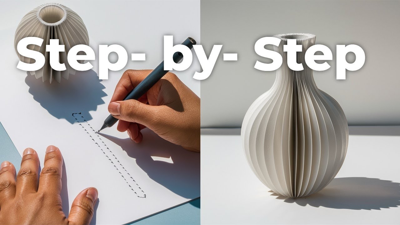 I Made a 3D Vase Using Only Paper and Pencil in Easy Steps - YouTube
