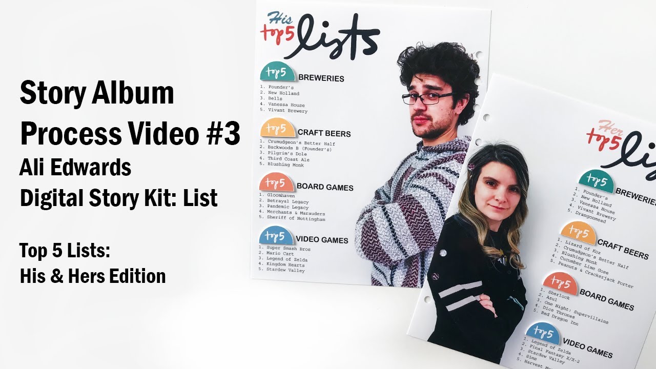 Scrapbook Story Album Process | Ali Edwards | "List" Story Kit | Top 5 ...