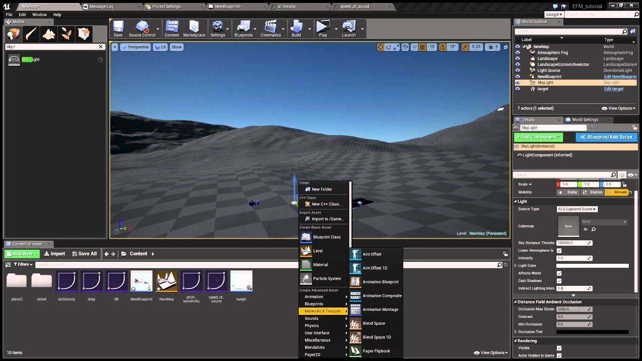 EasyFlightModel UE4 tutorial ep.8 (world settings, supersonic flight ...