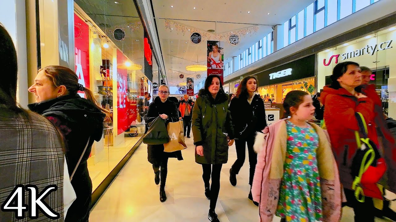 [4K HDR 60fps] Černý Most Shopping Center Walking Tour Prague,Czech ...