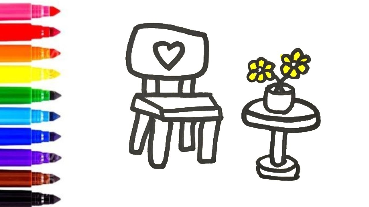 Let's Draw and Color Cute Chair 🪑Table Drawing for kids and toddlers ...