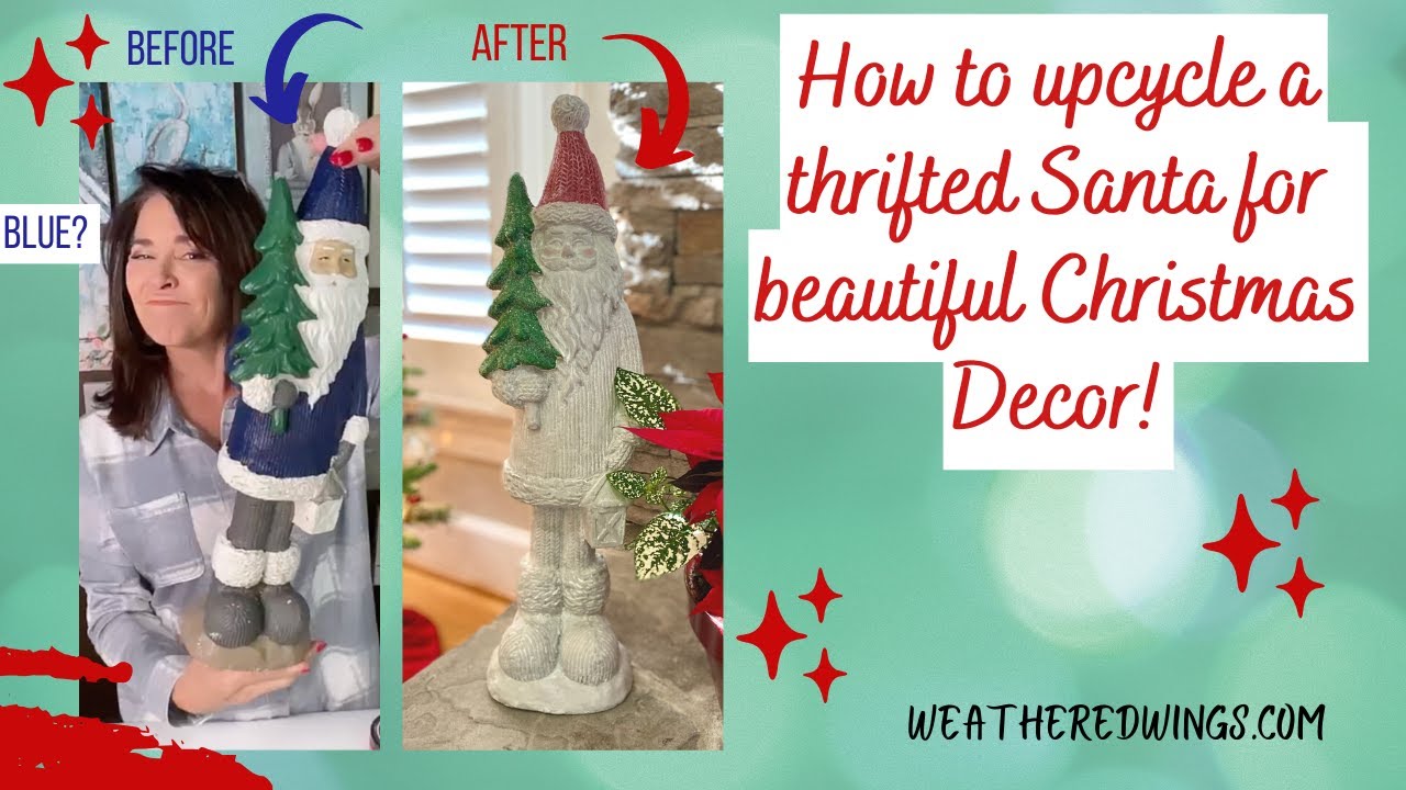 How to upcycle a thrifted Santa into beautiful Christmas decor | DIY ...