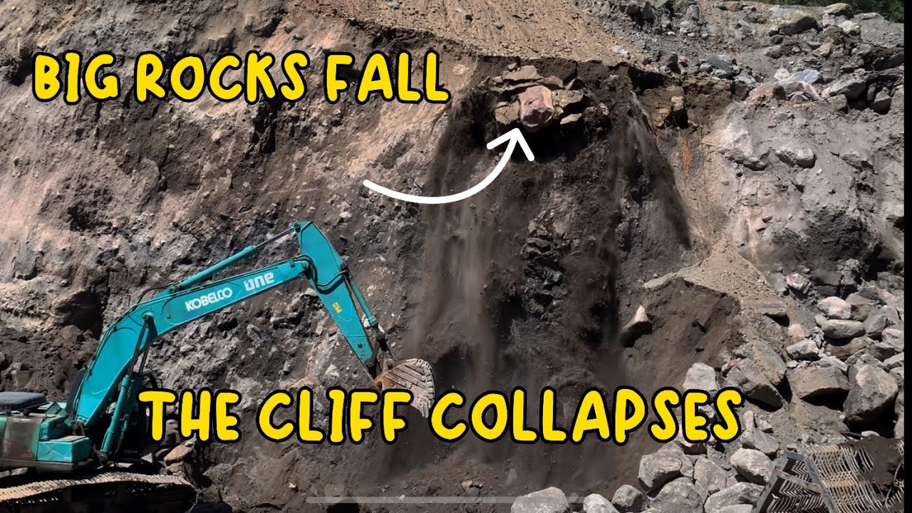 Sand Mining Indonesia | Excavator working on collapsed cliff, large ...