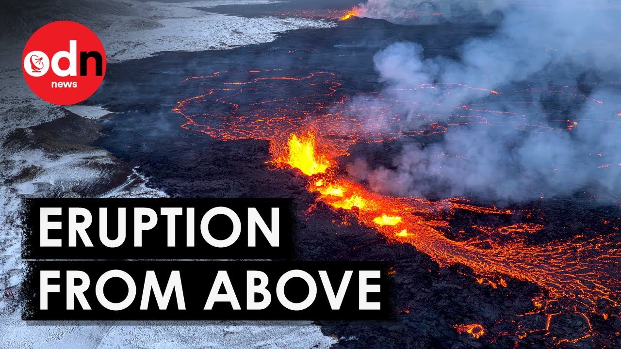 Spectacular Drone Footage Captures Iceland Volcano Eruption - YouTube