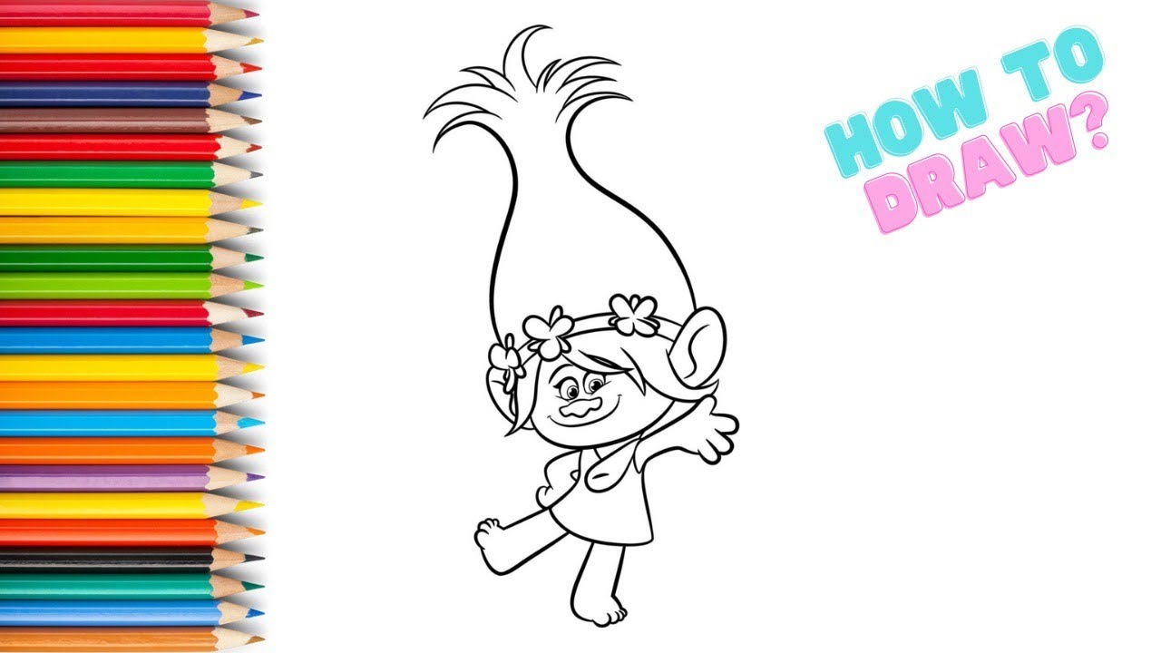 How To Draw Trolls Poppy, Painting and Colouring for Kids - YouTube