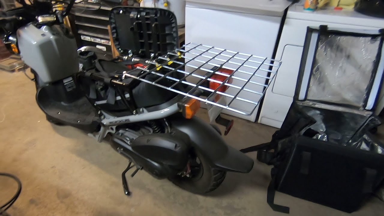 Honda Ruckus food delivery bag installation - YouTube