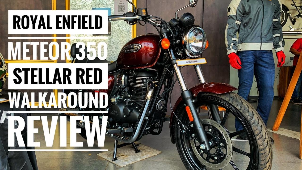 Royal Enfield Meteor 350 Stellar Red walkaround review with exhaust ...