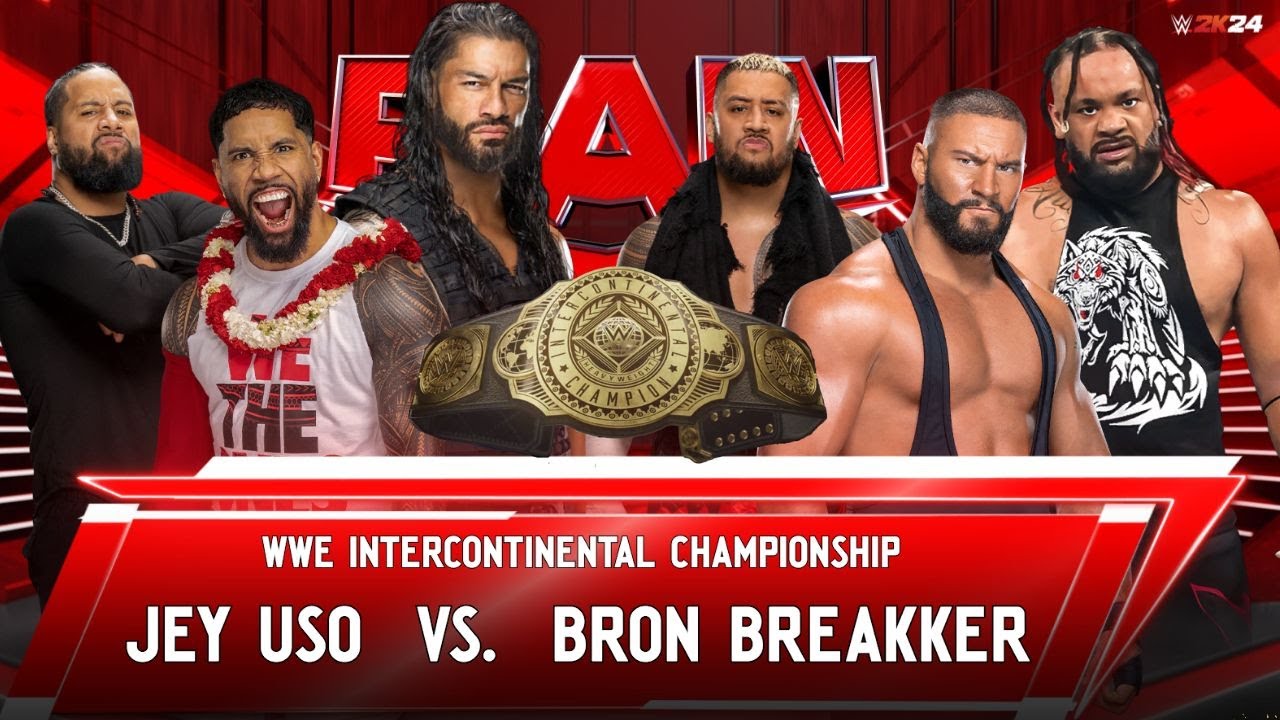 Bron Breakker vs. Jey Uso WWE Raw Intercontinental Championship - FULL ...