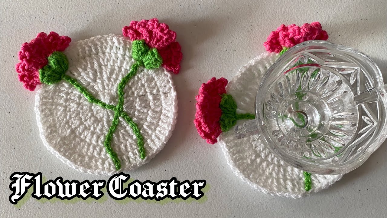 Crochet Floral Coaster Tutorial - YouTube