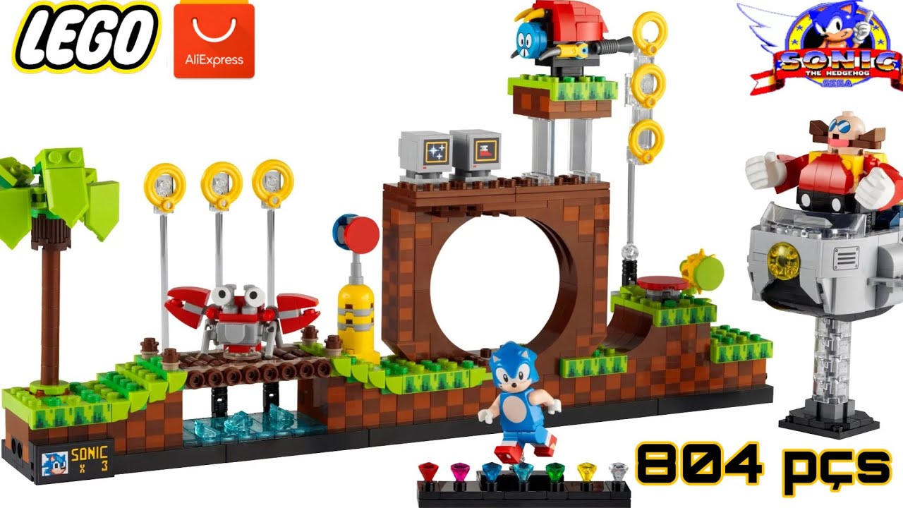 Sonic Green HILL Zone de Lego do AliExpress com 804 peças Ficou Lindo # ...
